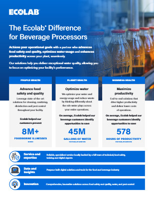 ECOLAB- The Ecolab Difference for Beverage Processors – Data Key ...